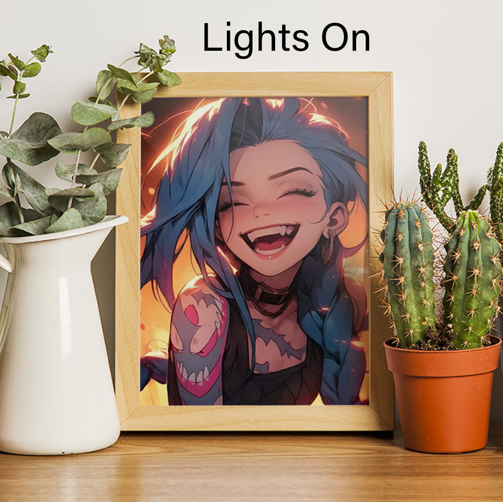 Arcane Anime LED Light Painting – Jinx’s cuteness and Beauty – Jinx LED ...